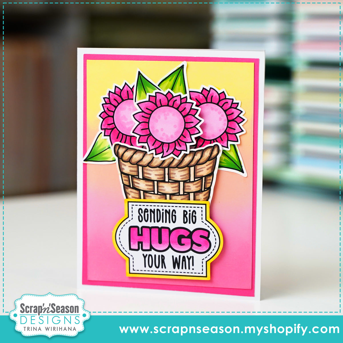 DL - Print, Cut, and Colour Sunflower Basket – Scrap'n'Season